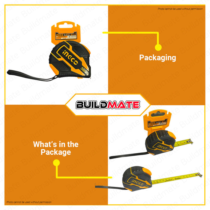 BUILDMATE Ingco Self Locking Steel Measuring 5Mx19MM Tape Measure Dual ...