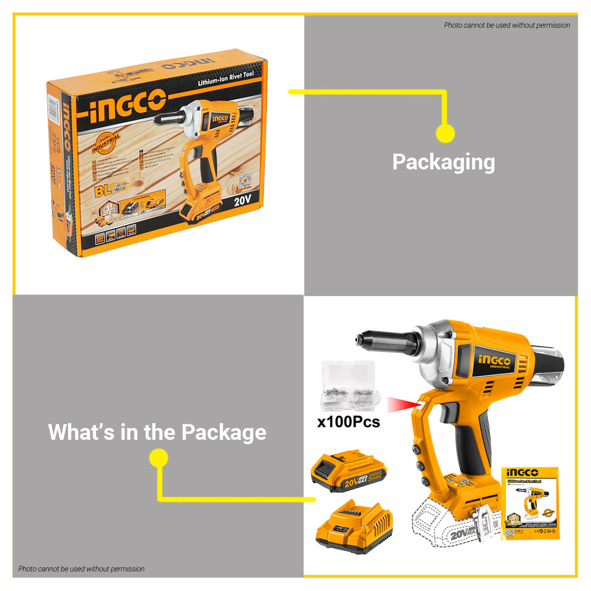 BUILDMATE Ingco 20V Lithium-Ion Cordless Rivet Tool CRTLI20051 - ICPT ...