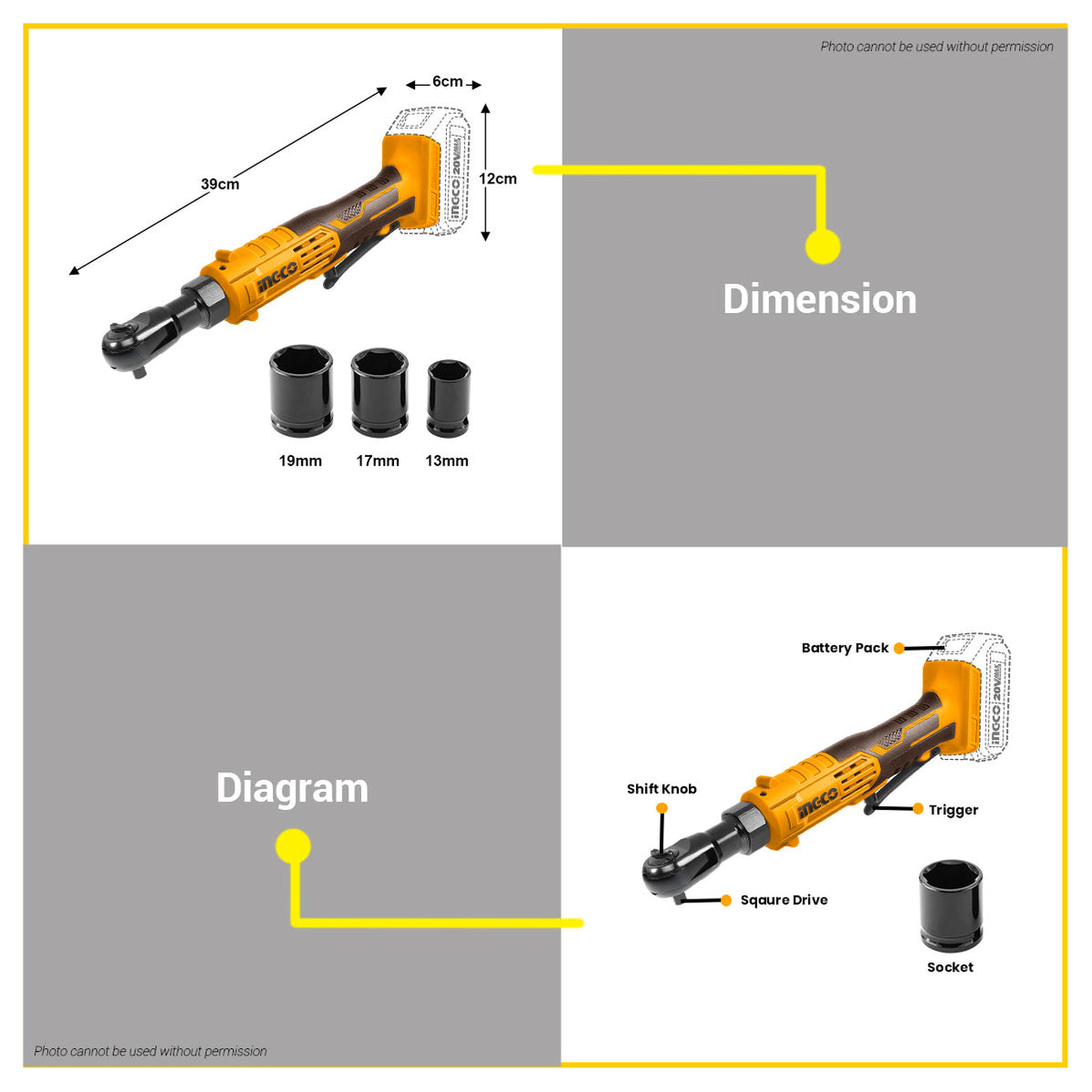 BUILDMATE Ingco 20V Lithium-Ion Drive Ratchet High Torque Versatile So ...
