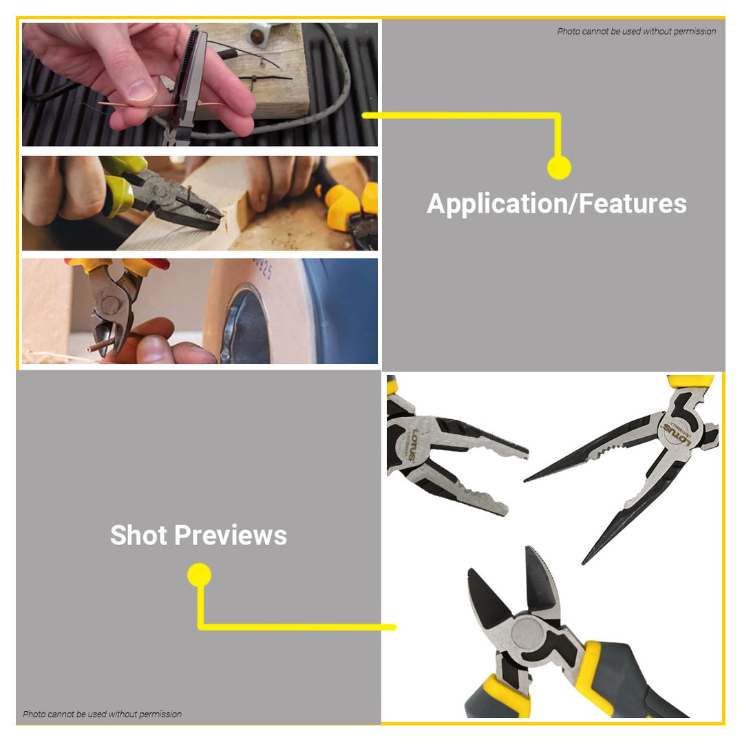 BUILDMATE Lotus High Leverage Long Nose, Diagonal, Combination Pliers ...