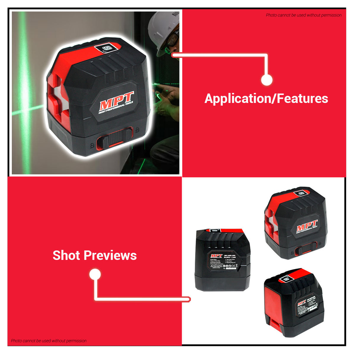 MPT Mini 2 Lines Line Laser Level MLL2001G PT • MOST PROFESSIONAL TOOL ...