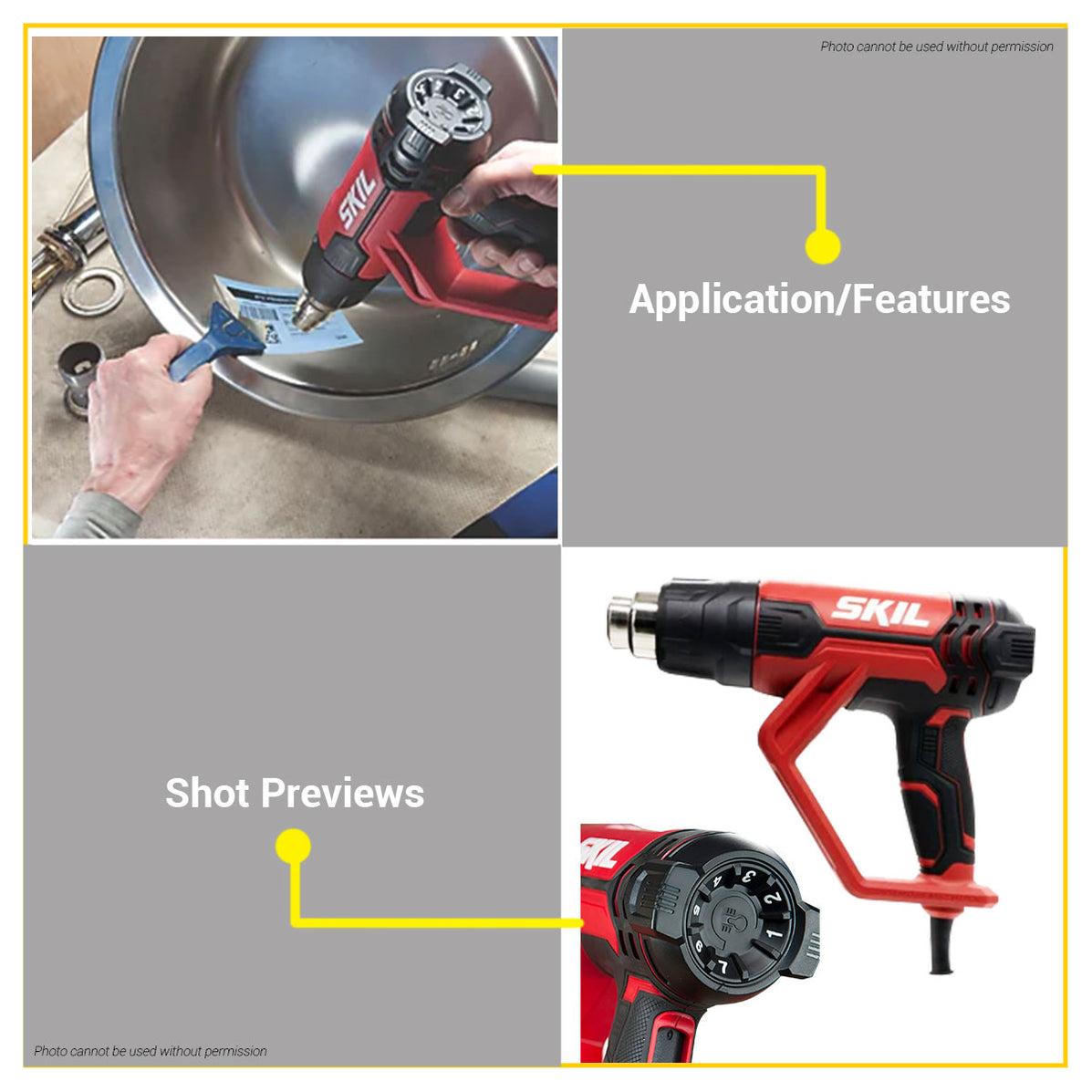 BUILDMATE Skil 2000W Electric Heat Gun Blower Portable Hot Air Dryer S ...