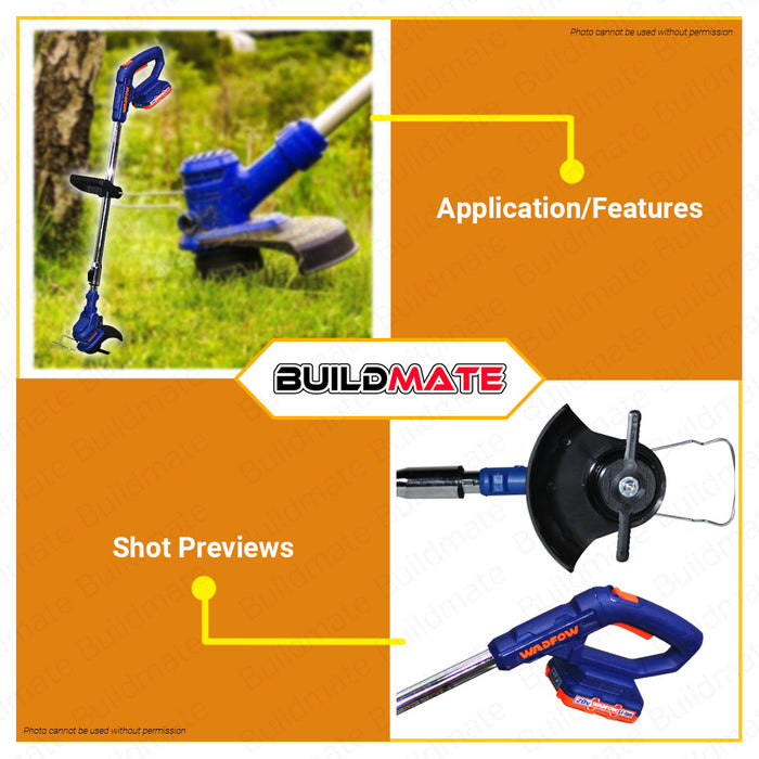 WADFOW Lithium-Ion Cordless Grass Trimmer 20V Cutter Lawn Mower Edger ...
