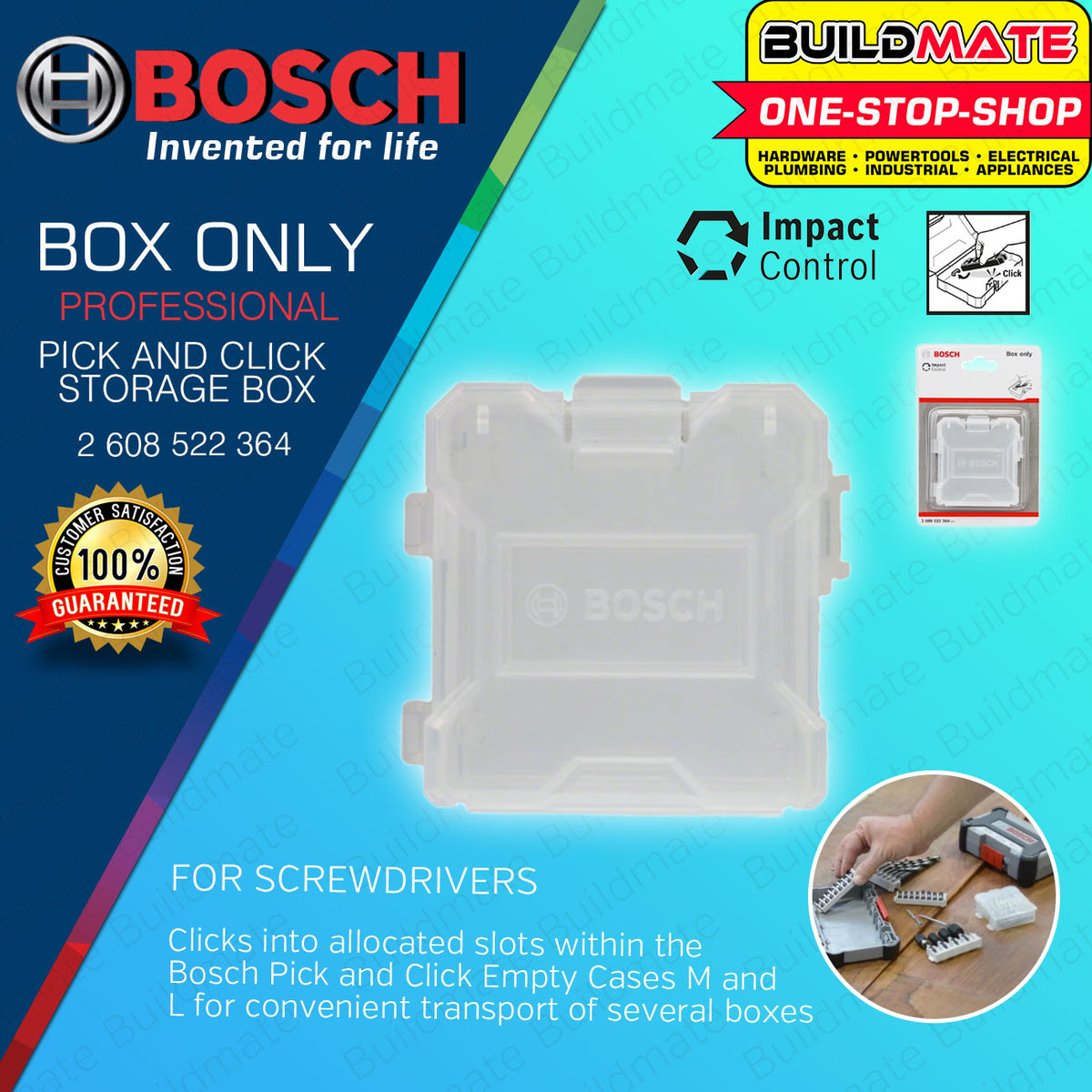 BUILDMATE Bosch Pick & Click Organizer Storage Box Hand Carry Inside C ...