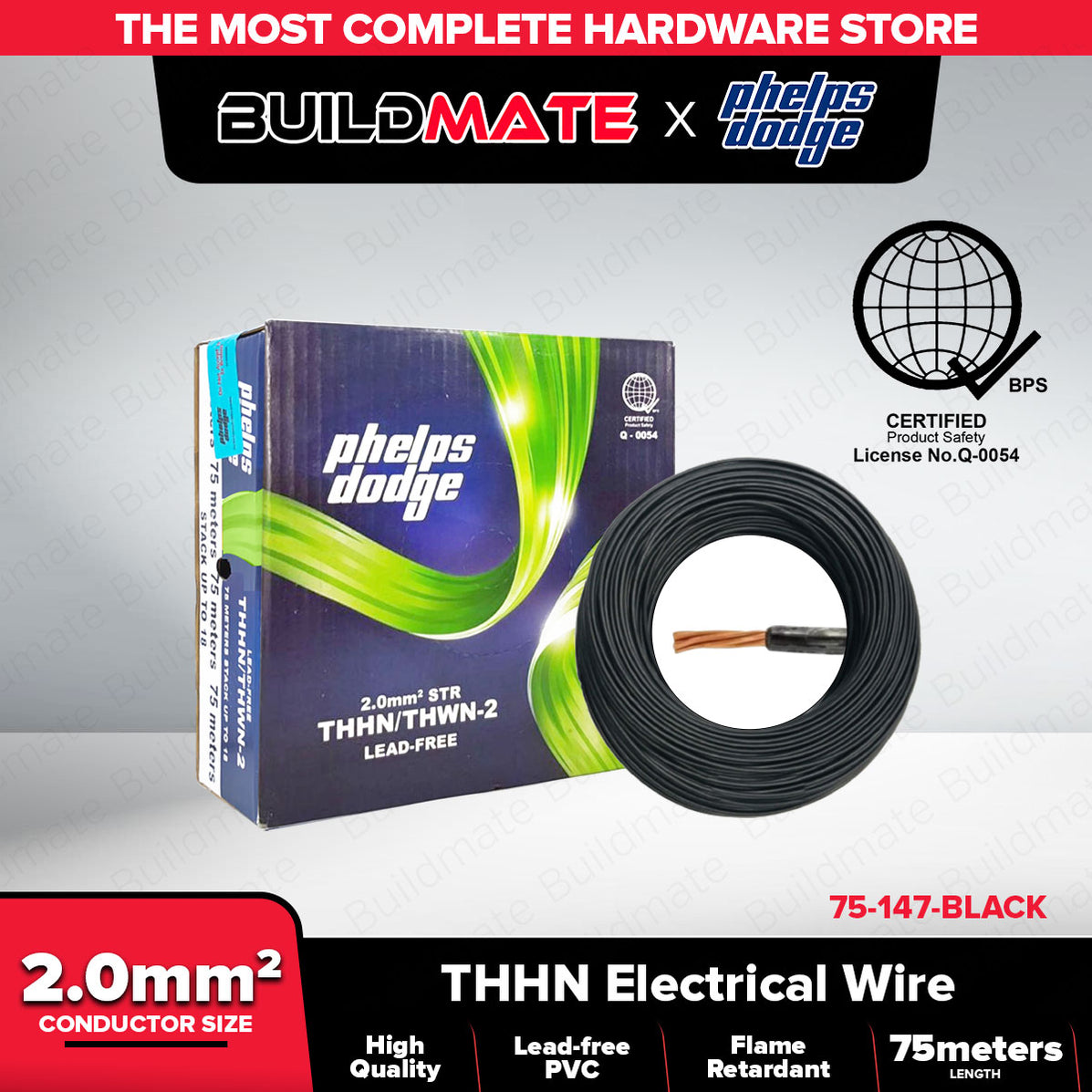 BUILDMATE Phelps Dodge THHN THWN-2 Electric Wire 2.0mm² / 3.5mm² Stran ...