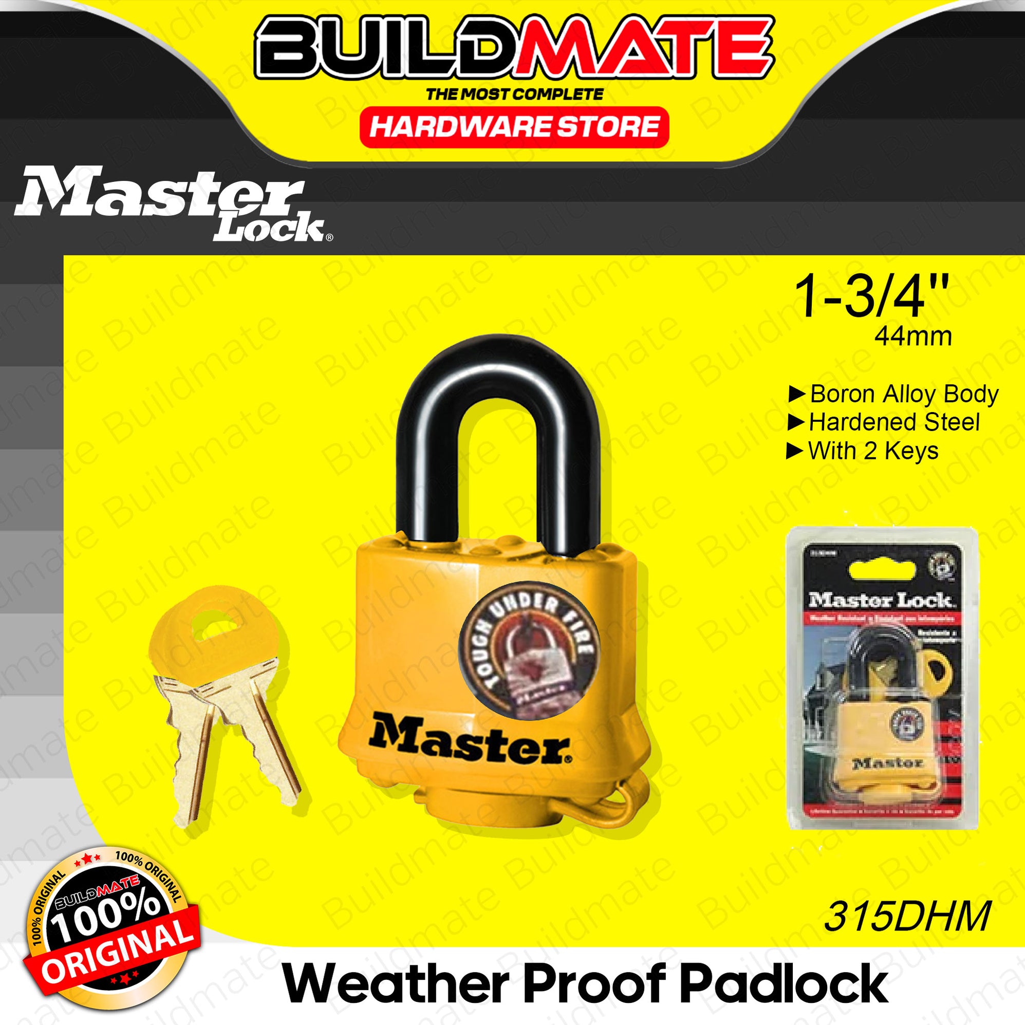 MASTER LOCK Weather Proof Padlock Pad Lock 1-3/4'' Black Blue Green Ye ...