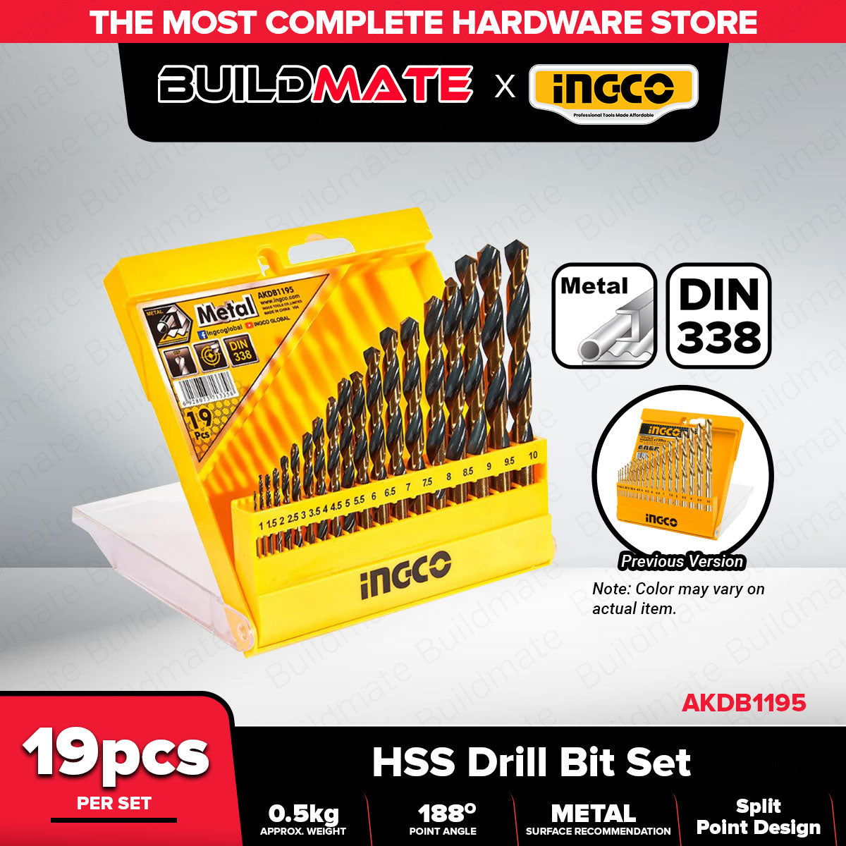 INGCO 19pcs Cobalt HSS Drill Bit SET 1-10mm AKDB1195 •BUILDMATE• IHT ...