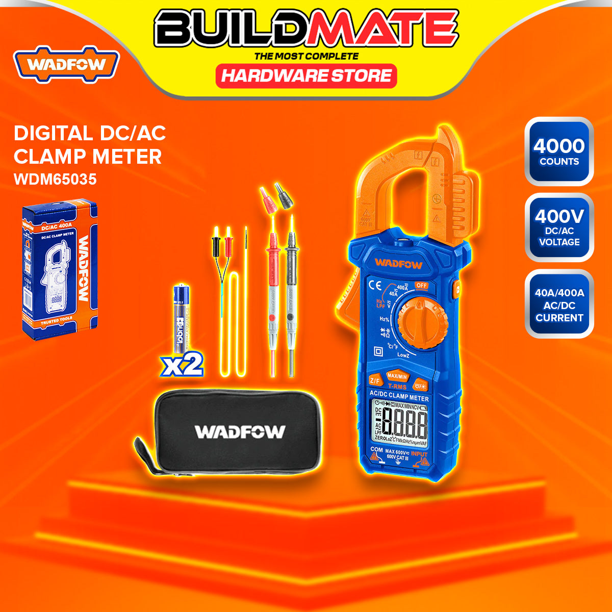 BUILDMATE Wadfow Digital AC/DC Clamp Meter 400A 4000 Counts Voltage Me — Buildmate