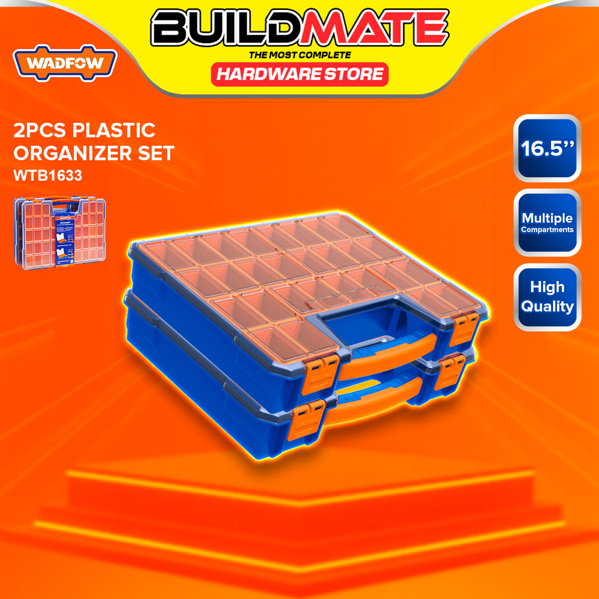 BUILDMATE Wadfow 2pcs 16.5" Plastic Organizer Set Stackable Storage Wi ...