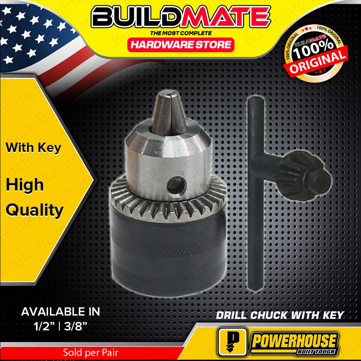 POWERHOUSE Drill Chuck with Key 1/2" | 3/8" SOLD PER PIECE + FREE GLO ...