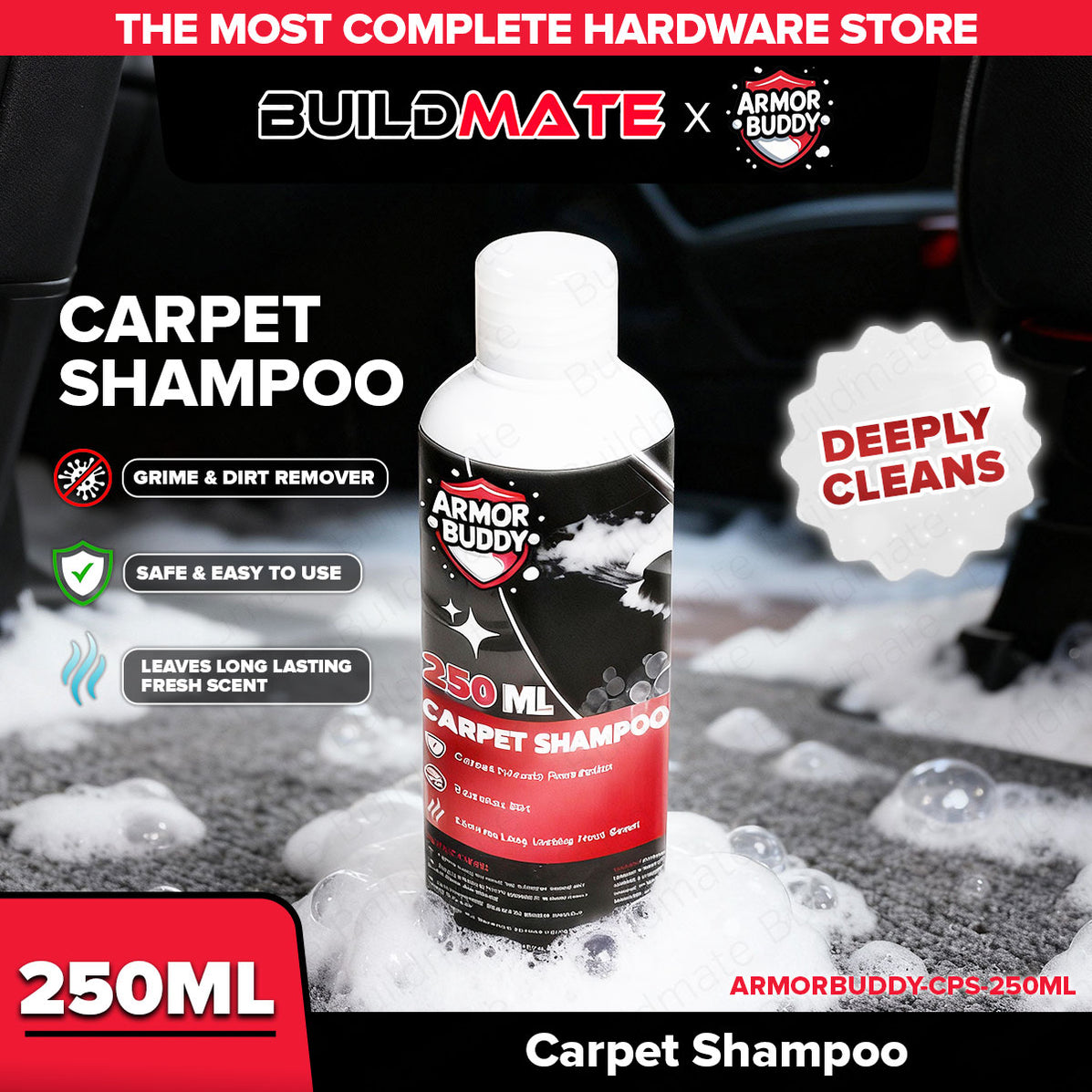 BUILDMATE ARMOR BUDDY Car Care Series Carpet Shampoo 250ML | Interior ...