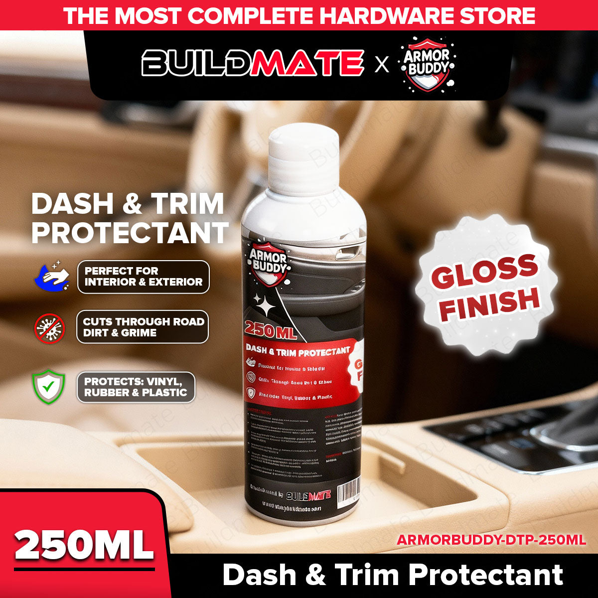 BUILDMATE ARMOR BUDDY Car Care Series Dash & Trim Protectant 250ML | I ...