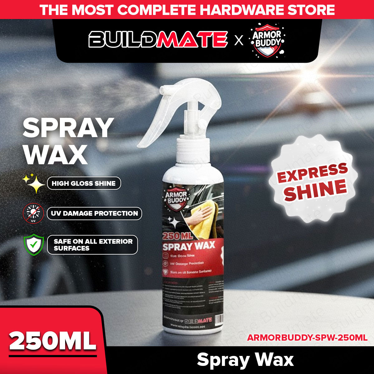 BUILDMATE ARMOR BUDDY Car Care Series Express Shine Spray Wax 250ml ...