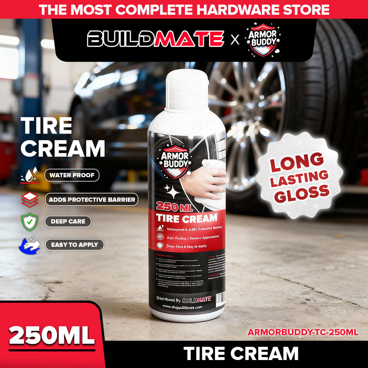 BUILDMATE ARMOR BUDDY Car Care Series Tire Cream 250ml | Long-Lasting ...