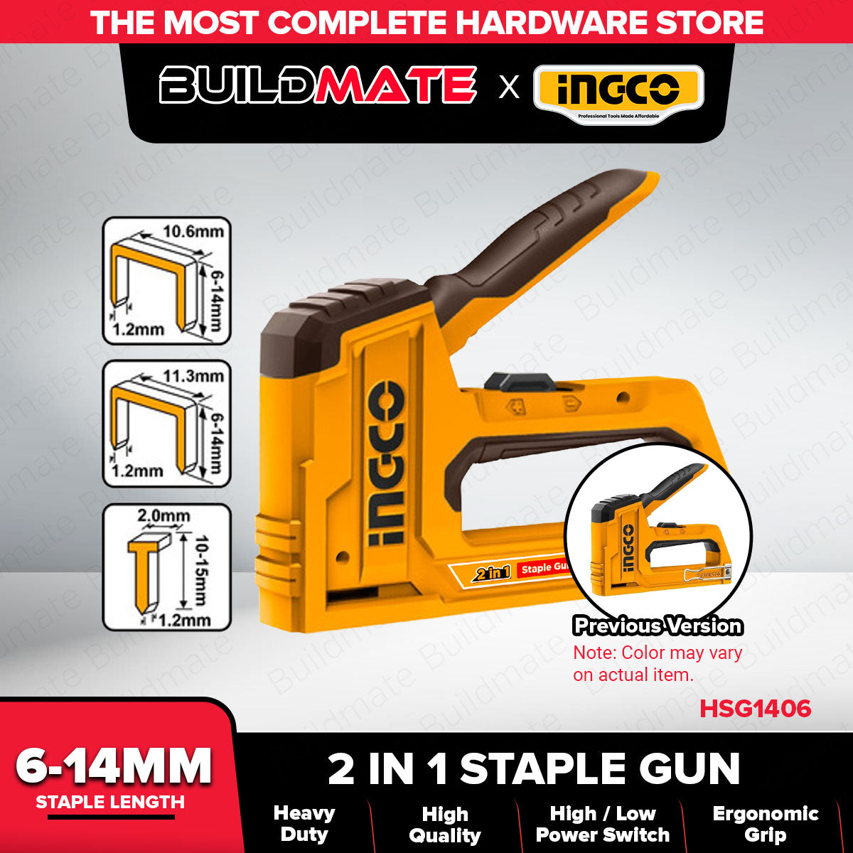BUILDMATE Ingco 2 in 1 Super Select Staple Gun Tacker Tucker with Stap ...