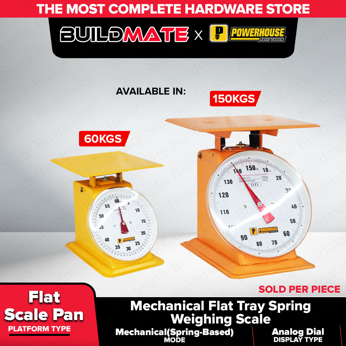 PowerHouse 60kgs | 150kgs Mechanical Flat Tray Spring Weighing Scale P ...