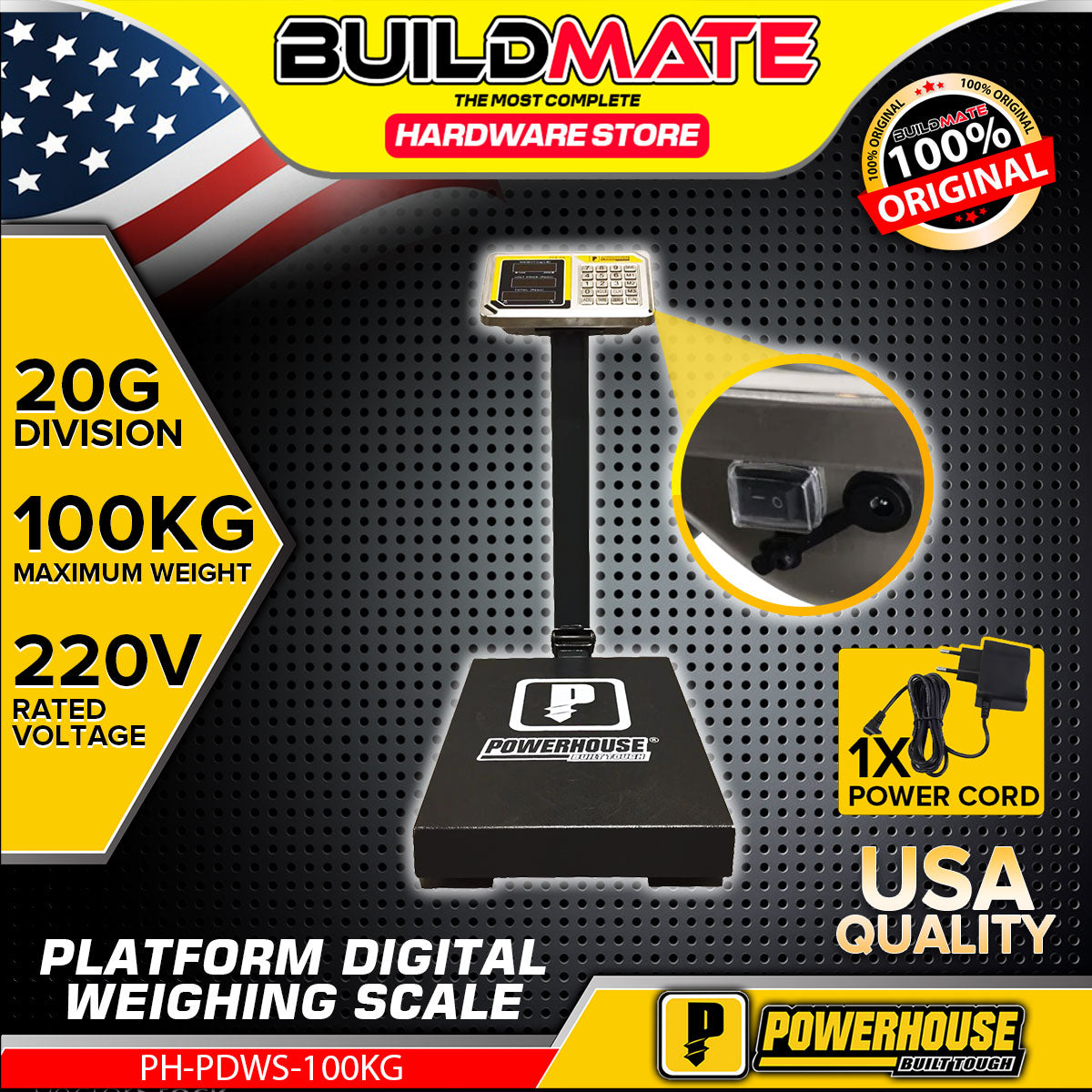POWERHOUSE Heavy Duty Platform Digital Weighing Scale 100kg / 20g | 30 ...