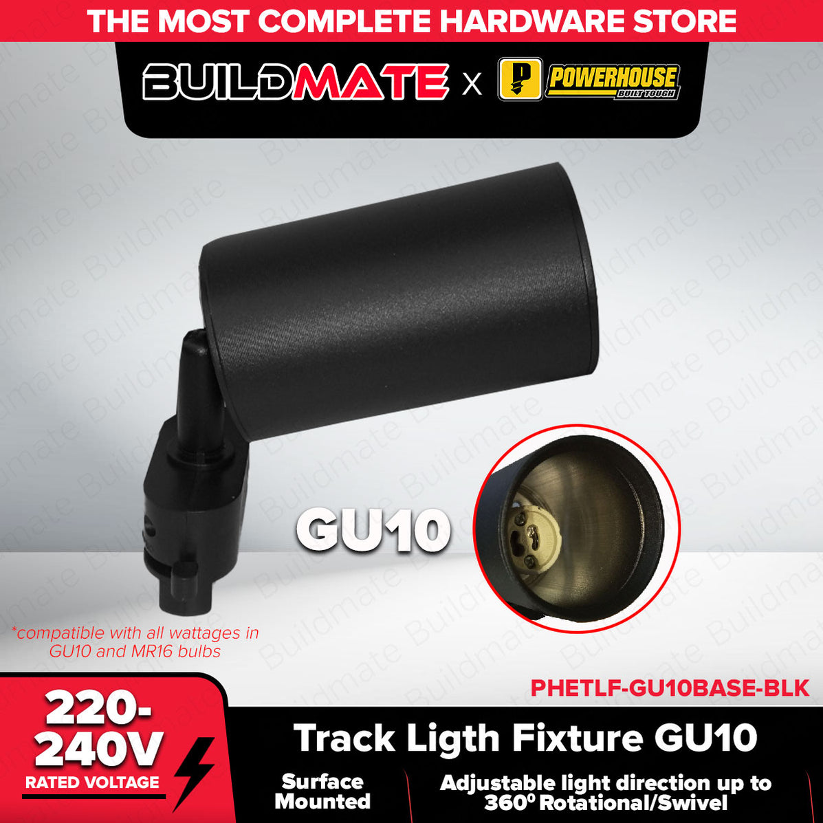 PowerHouse MR16/GU10 LED Pin-light Fixture Black Base | Ceiling Recess ...