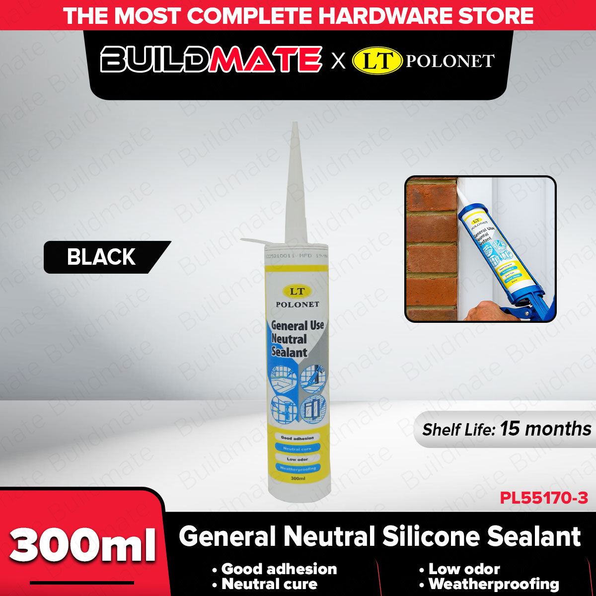 BUILDMATE x POLOLOCK by POLONET General Use Neutral Silicone Sealant 3 ...