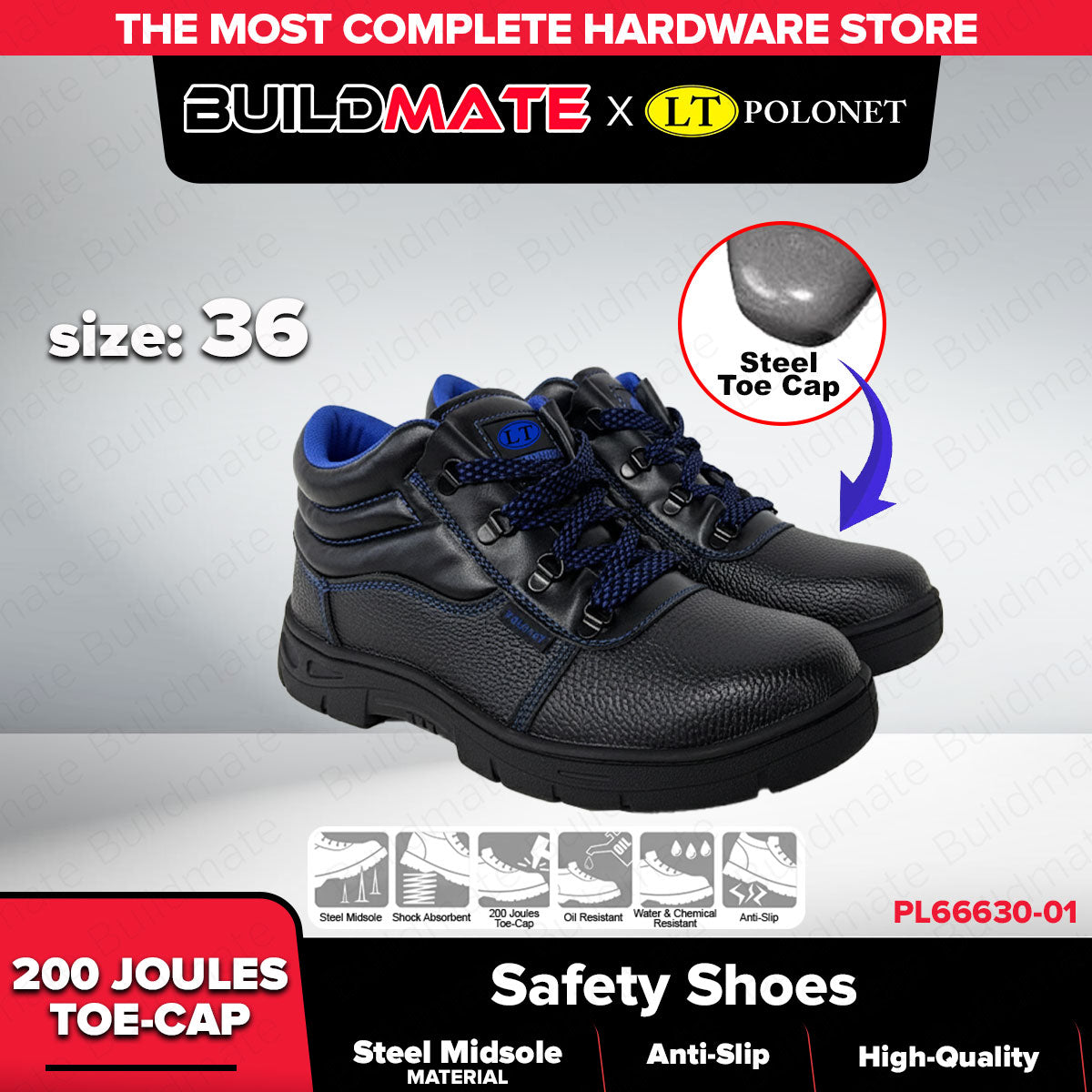 BUILDMATE x POLOLOCK by POLONET Safety Shoes Size 36–47 | Durable Stee ...