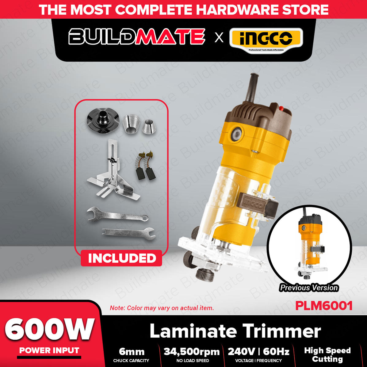 INGCO Laminate Trimmer Palm Router Mini 600W 1/4" PLM6001 NEW MODEL FO ...