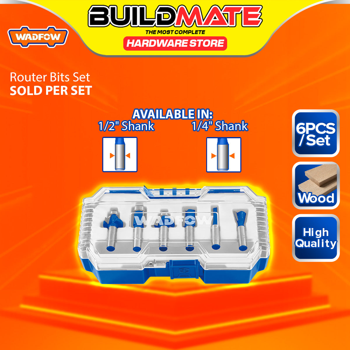 BUILDMATE Wadfow 6pcs Hex Shank Router Bits Set Woodworking Router Too ...