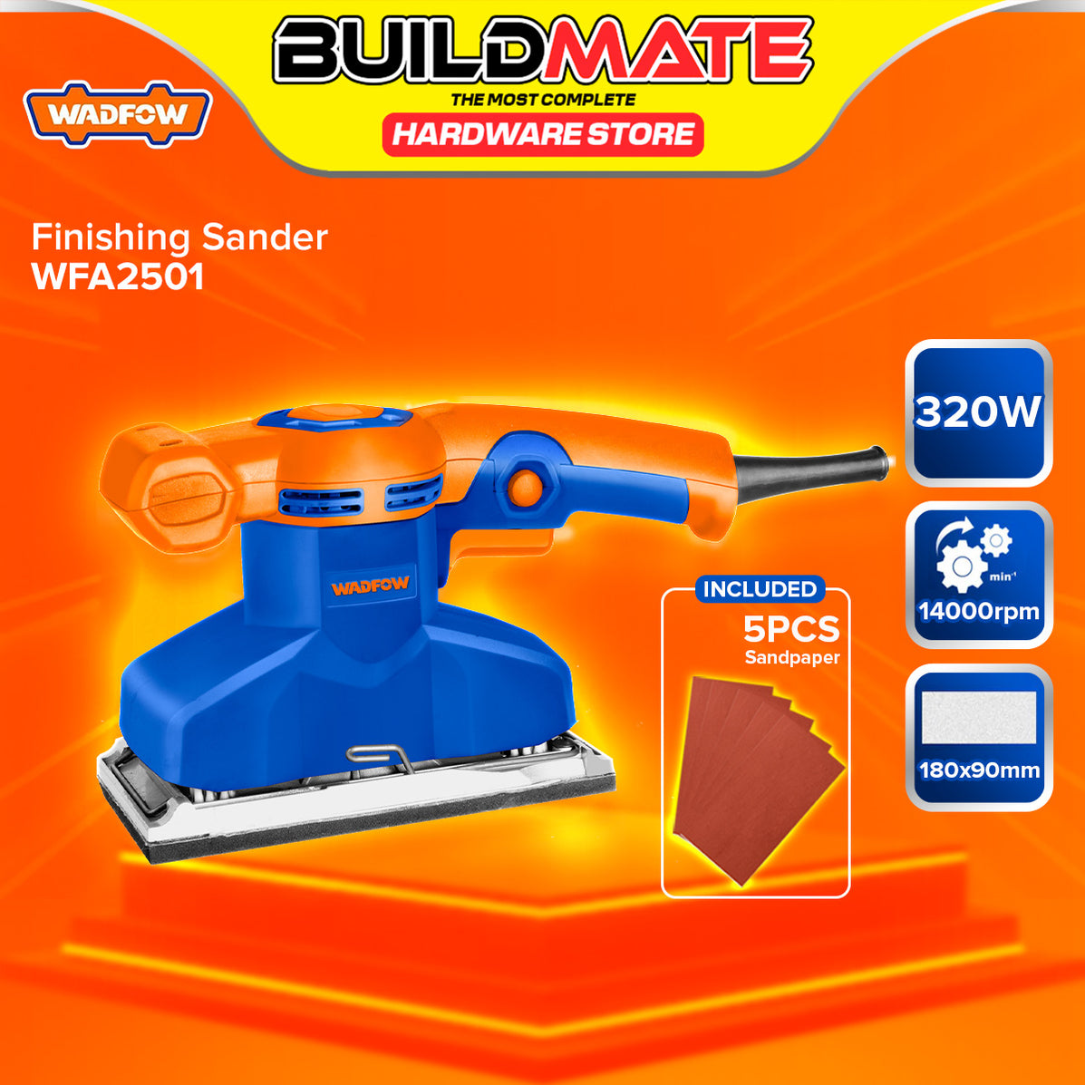 BUILDMATE Wadfow Finishing Sander 320W / 350W Detail Electric Polishin ...