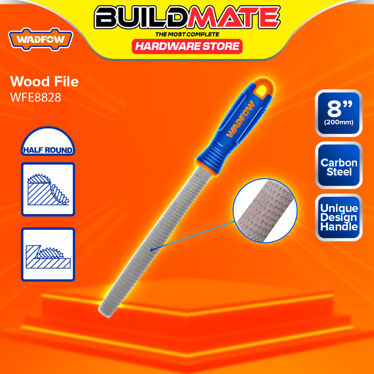 BUILDMATE Wadfow 8" Wood File Carbon Steel Woodworking Shaping Rasp Fi ...