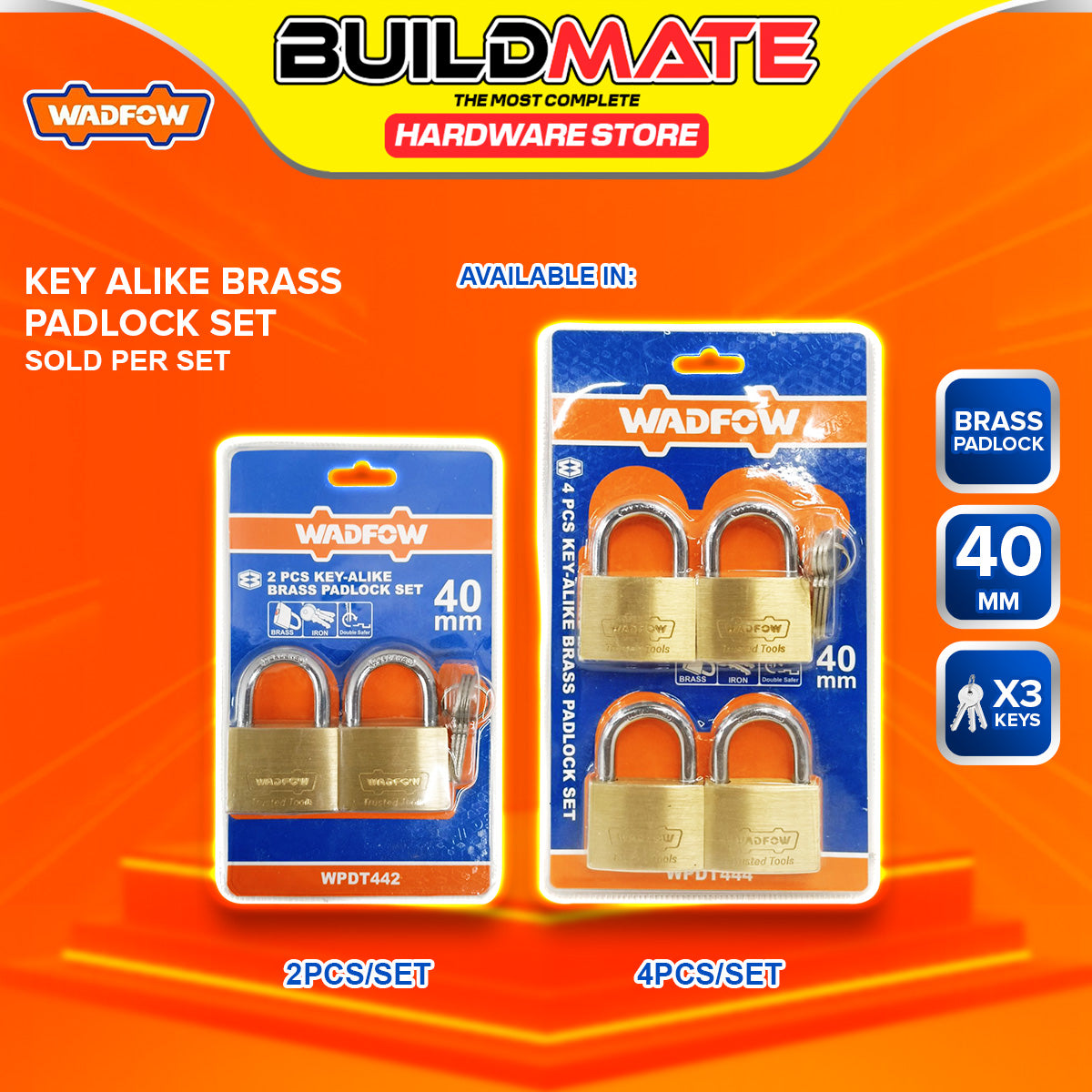BUILDMATE Wadfow 40mm Key-Alike Brass Padlock Set 2pcs / 4pcs Short Sh ...