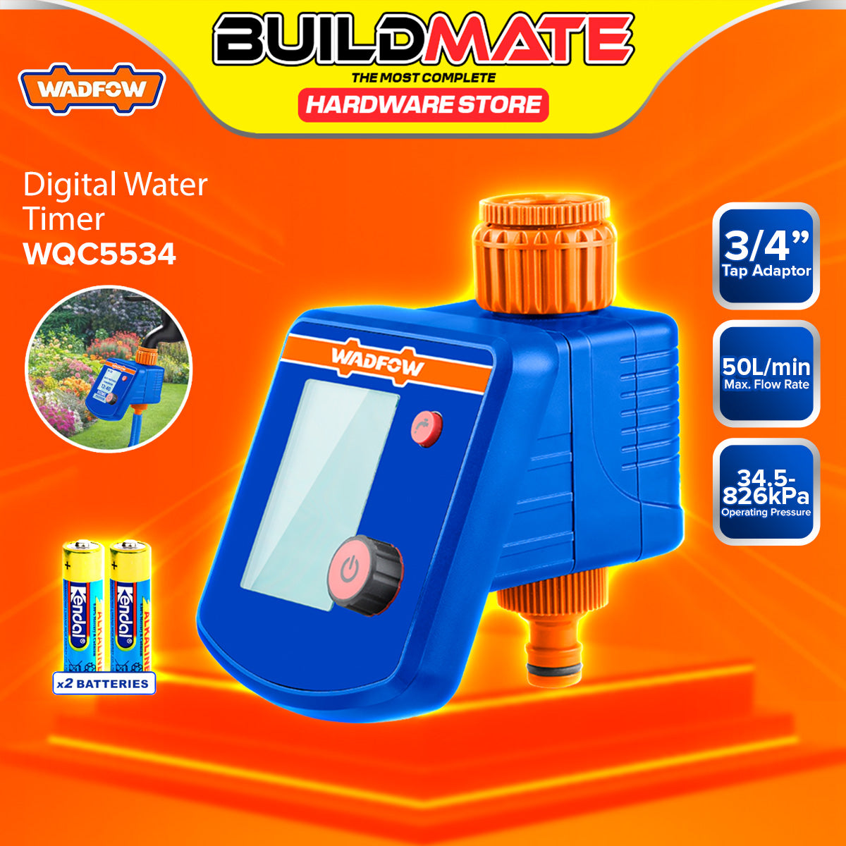 BUILDMATE Wadfow 3/4" Digital Water Timer 50l/min Automatic Smart Elec ...
