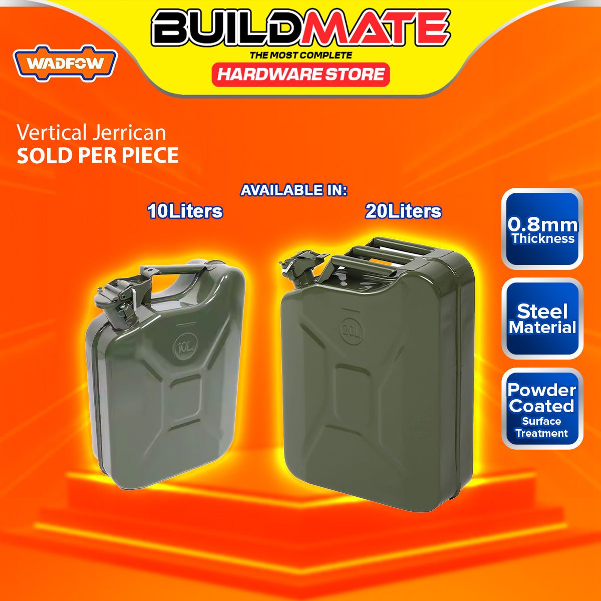 BUILDMATE Wadfow 10L / 20L Steel Vertical Jerrican Fuel Storage Cannis ...