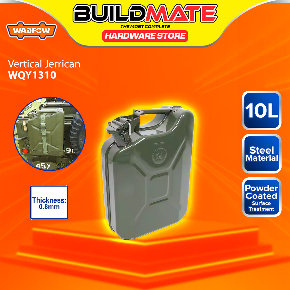 BUILDMATE Wadfow 10L / 20L Steel Vertical Jerrican Fuel Storage Cannis ...