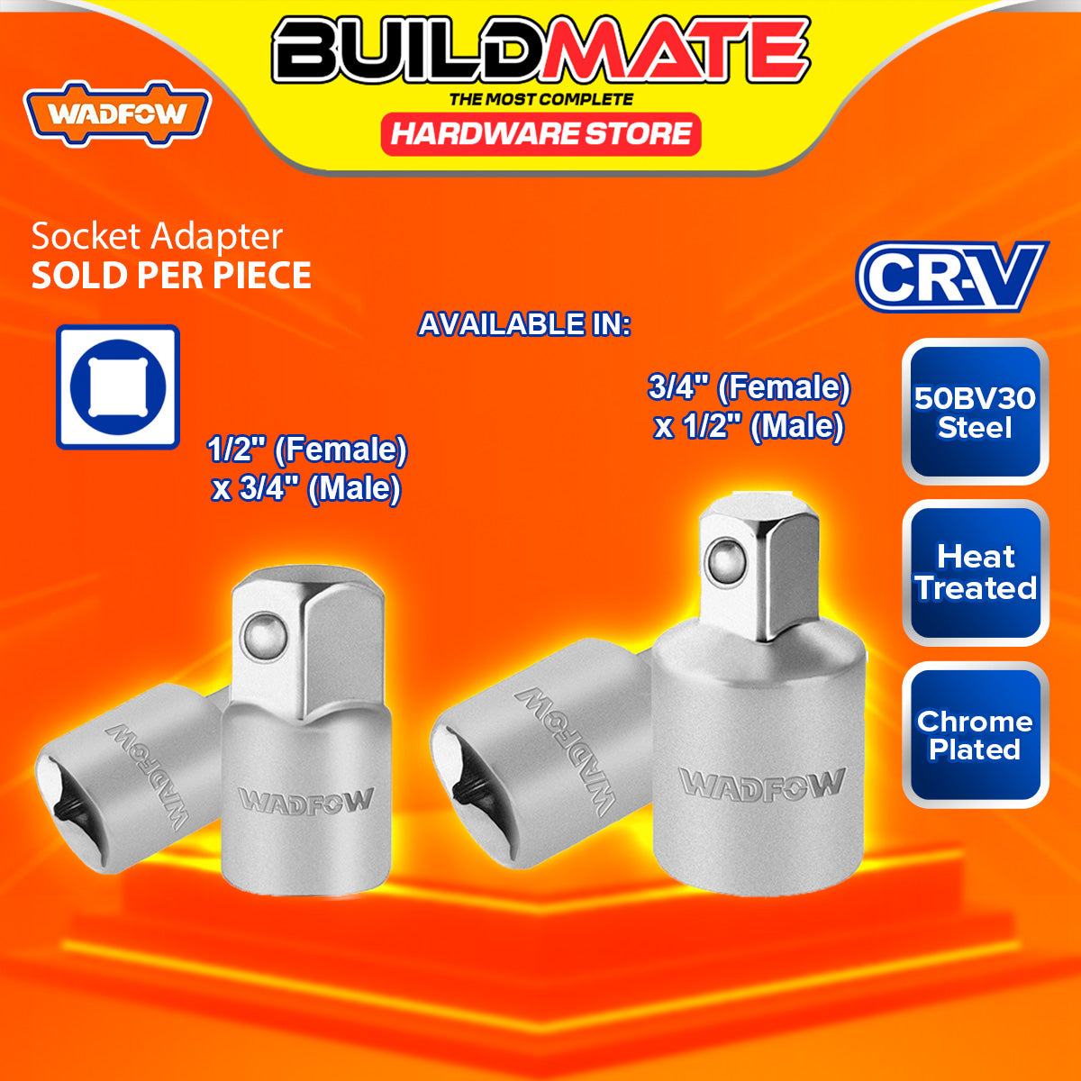 BUILDMATE Wadfow Socket Adapter 1/2"(F) x 3/4"(M) / 3/4"(F) x 1/2"(M ...