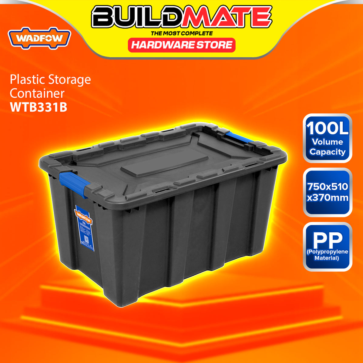 BUILDMATE Wadfow Black Organizer Storage Container Box 40L - 80L Stack ...