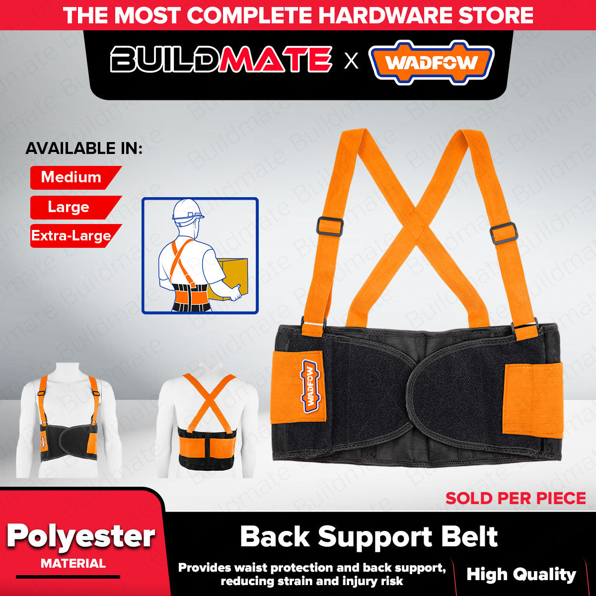 Wadfow M-XL Adjustable Back Support Belt Lumbar Brace Waist Protection ...