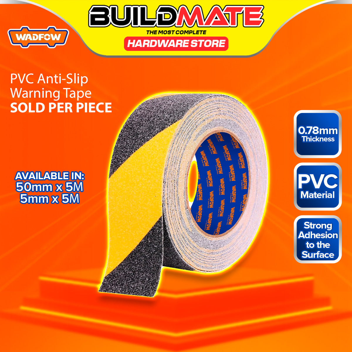 BUILDMATE Wadfow 30Mx50MM Safety Warning Tape / 5Mx50MM PVC Anti-Slip ...