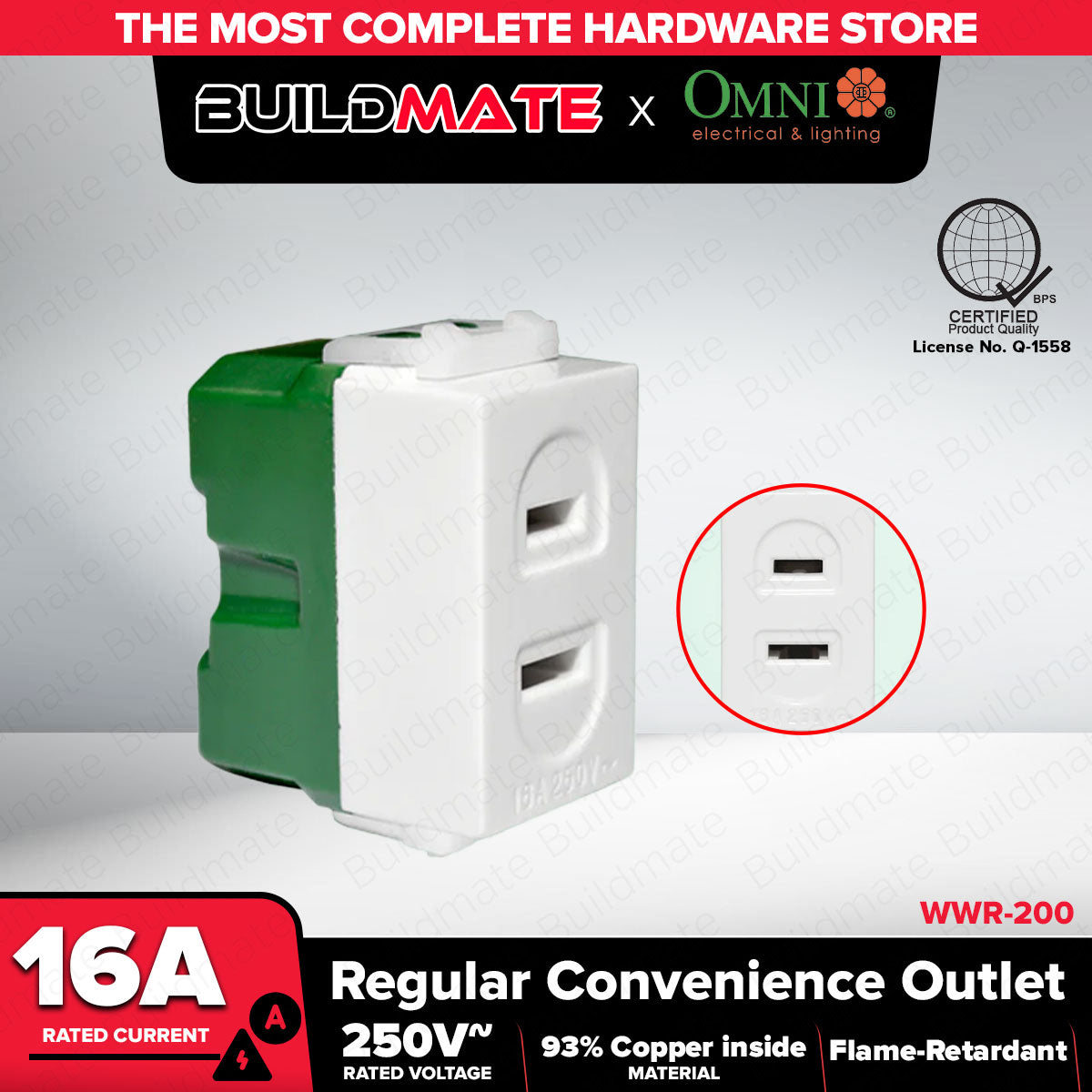 OMNI Regular Convenience Outlet 16A WWR-200 250V •BUILDMATE• — Buildmate