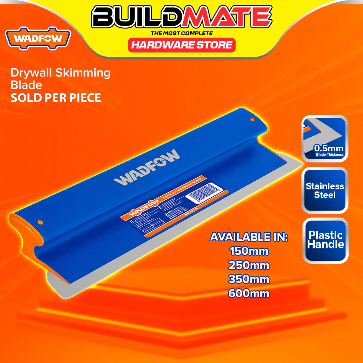 BUILDMATE Wadfow Drywall Skimming Blade 150mm - 600mm Taping Wall Smoo ...