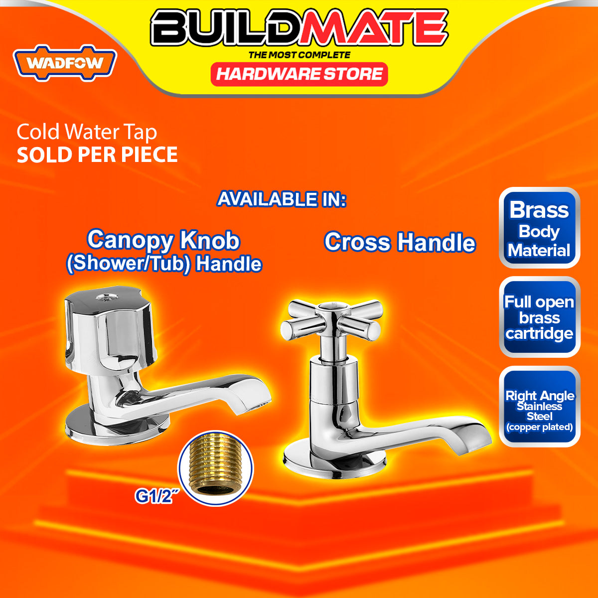 BUILDMATE Wadfow Cold Water Tap Canopy Knob / Cross Handle Single Leve ...