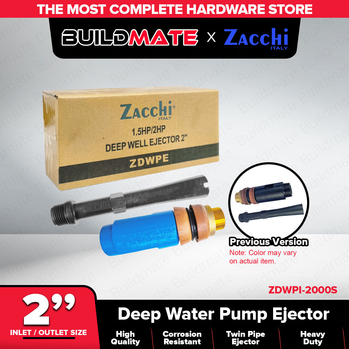 BUILDMATE ZACCHI 2" Inch Deep Water Pump Ejector Only for 1HP Deepwell ...