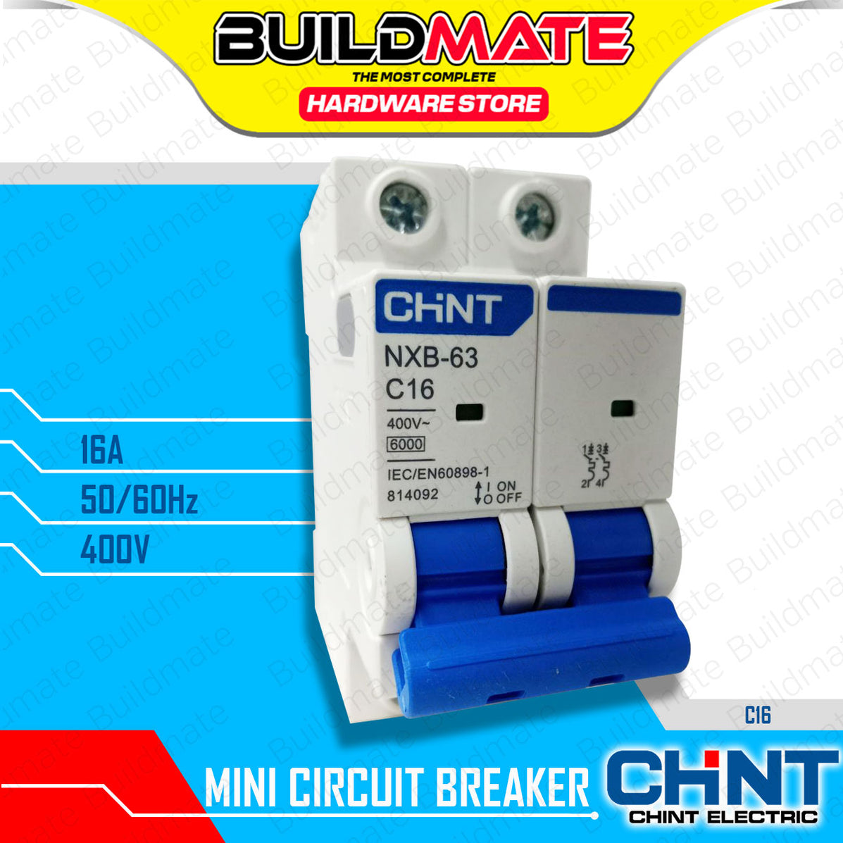 BUILDMATE Chint Mini Circuit Breaker MCB 16A - 63A 2 Pole Electrical S — Buildmate