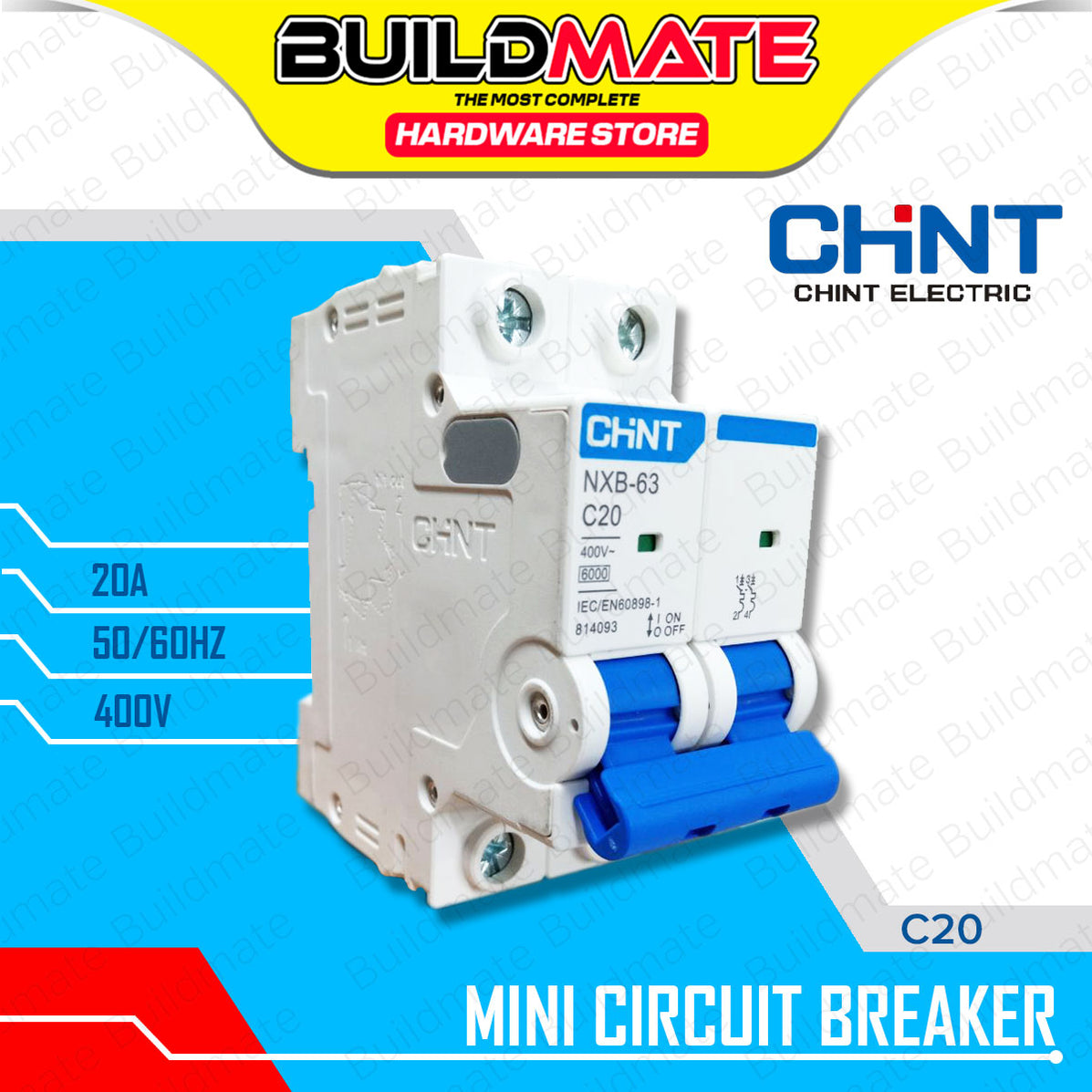 BUILDMATE Chint Mini Circuit Breaker MCB 16A - 63A 2 Pole Electrical S — Buildmate