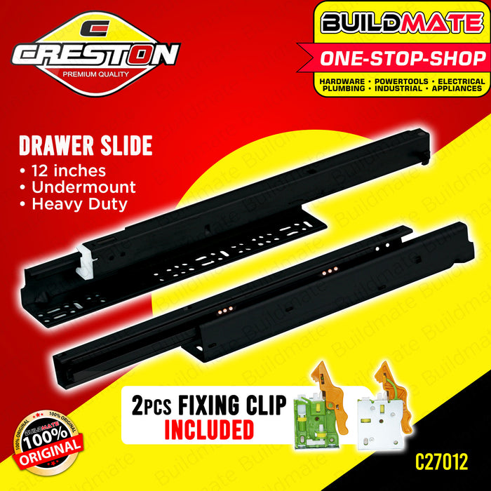 BUILDMATE Creston Drawer Slide Guide Ball Bearing 2 FOLD 12" /14" /16 ...