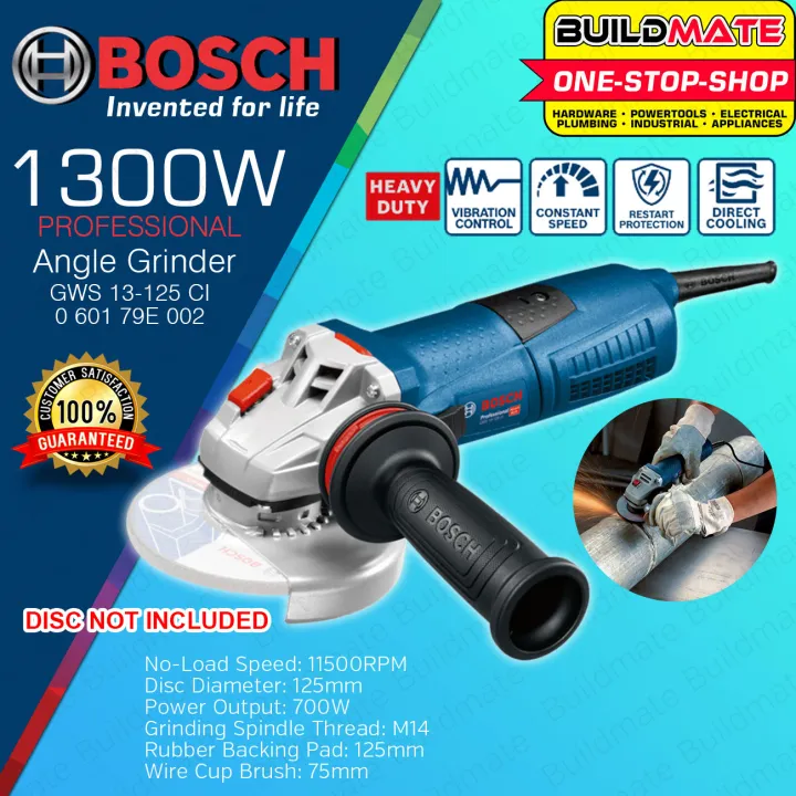 Bosch 1300W 125mm Angle Grinder Kickback Stop Anti Vibration Restart P ...