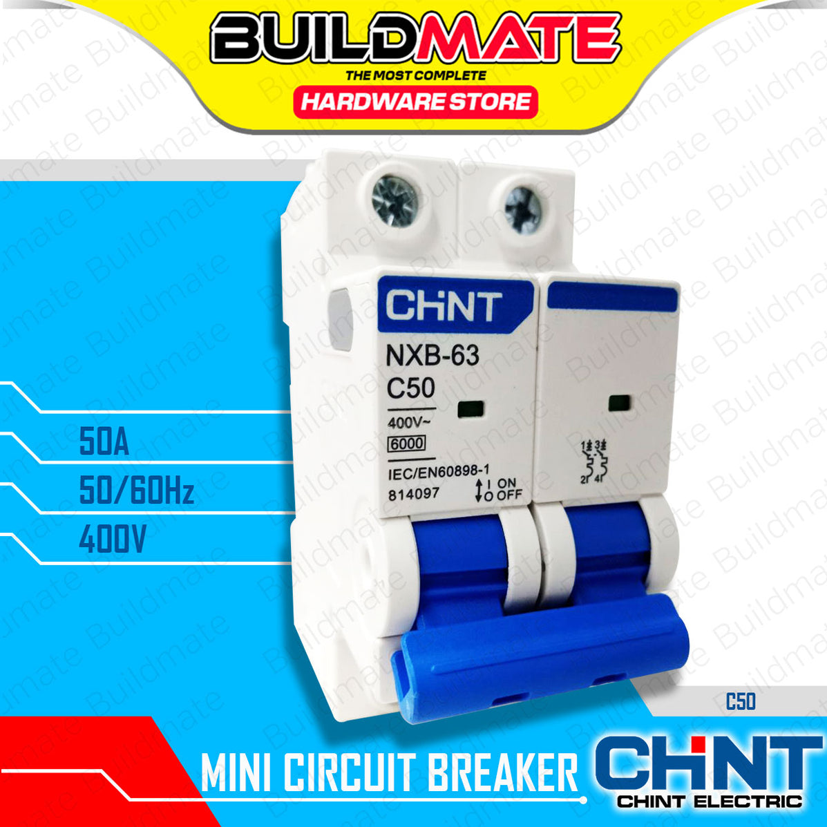 BUILDMATE Chint Mini Circuit Breaker MCB 16A - 63A 2 Pole Electrical S — Buildmate