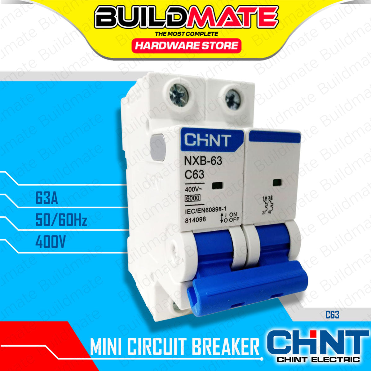 BUILDMATE Chint Mini Circuit Breaker MCB 16A - 63A 2 Pole Electrical S — Buildmate