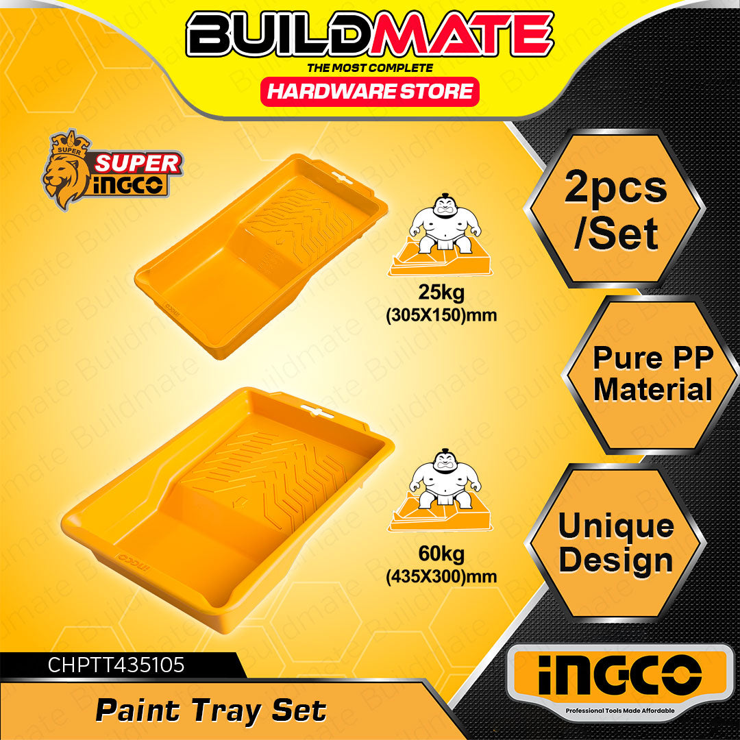 BUILDMATE Ingco 2pcs Paint Tray Set with Volume Marking Pure Polypropy ...