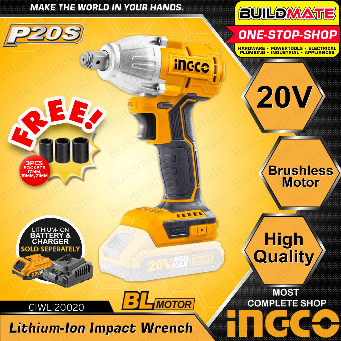 [EXCLUSIVE] INGCO Heavy Duty 20V Li-ion Cordless Impact Wrench ...