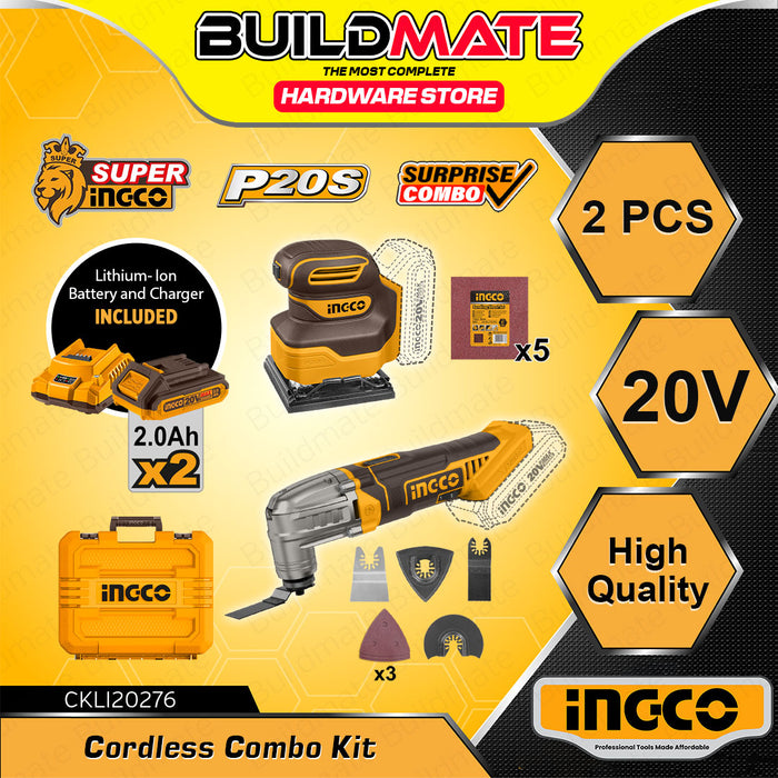BUILDMATE Ingco 2pcs Cordless Combo Kit 20V Lithium-Ion Oscillating Mu ...