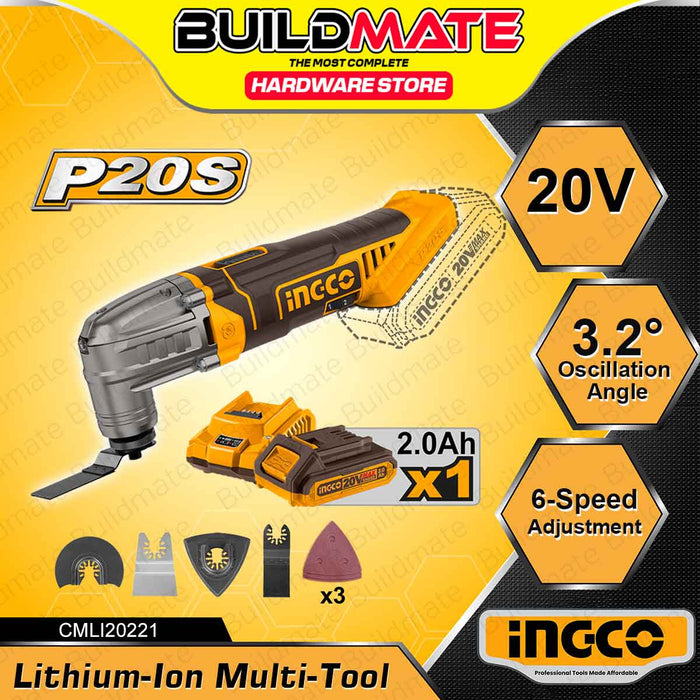BUILDMATE INGCO 20V Lithium-Ion Oscillating Multi Tool with 6-Speed Ad ...